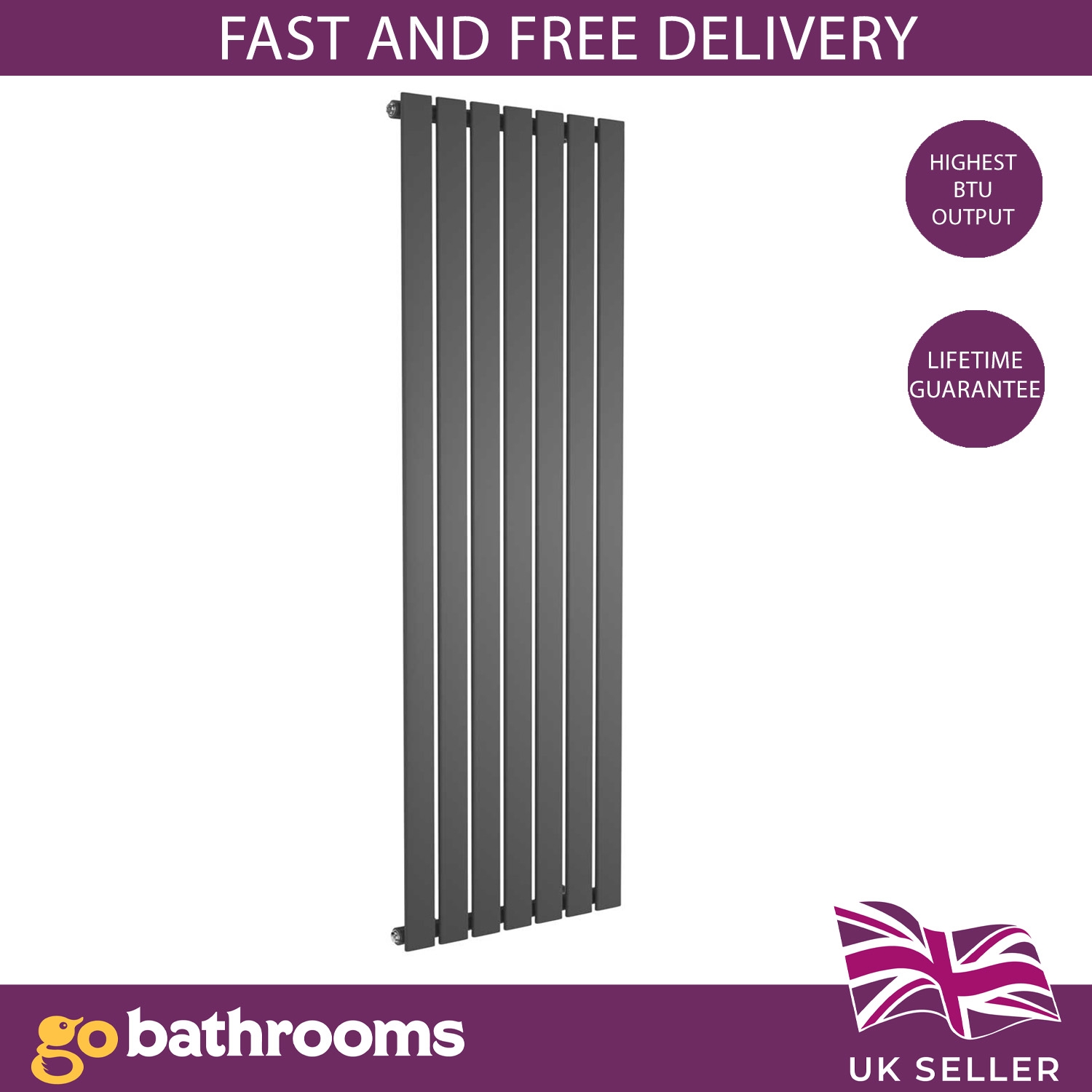 Pinta Vertical Flat Panel Modern Column Designer Radiators White ...