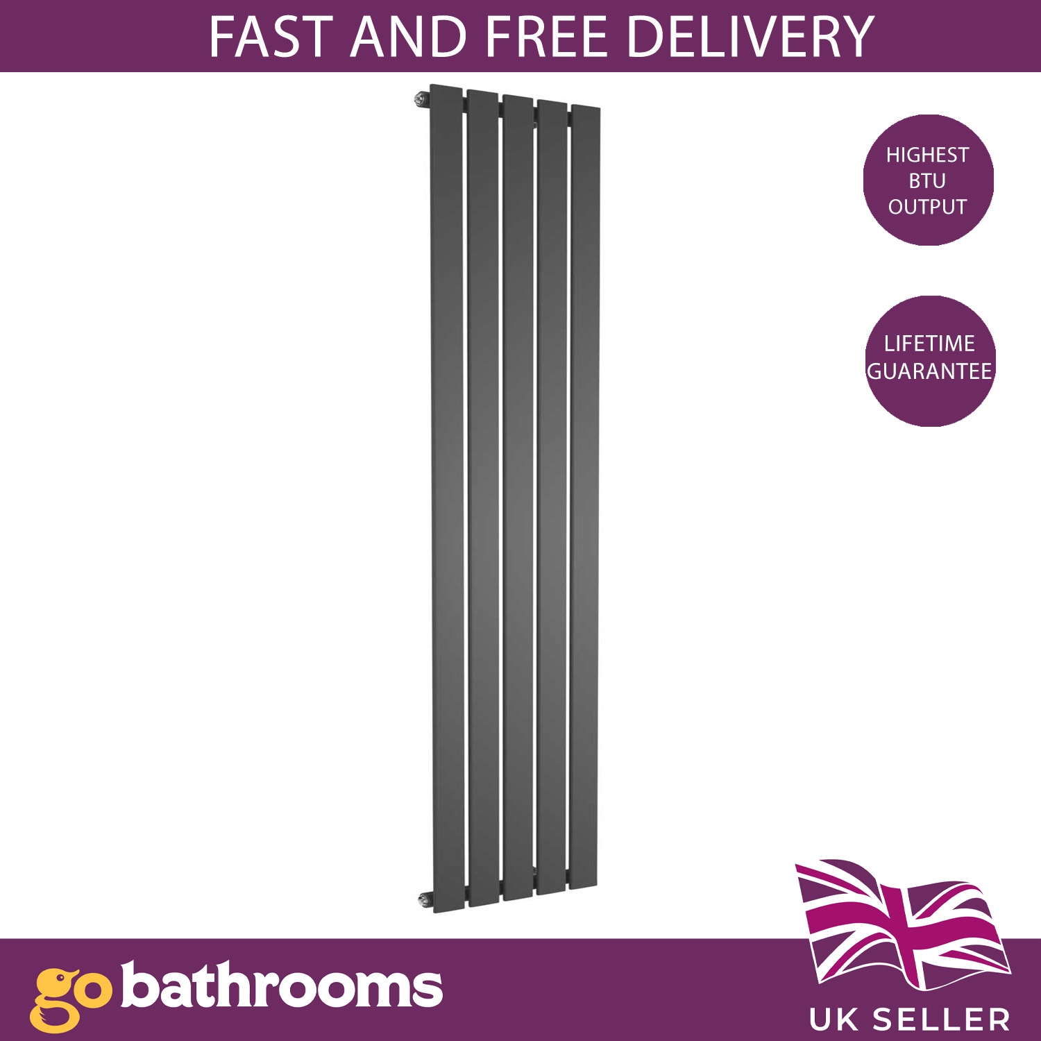 Pinta Vertical Flat Panel Modern Column Designer Radiators White ...