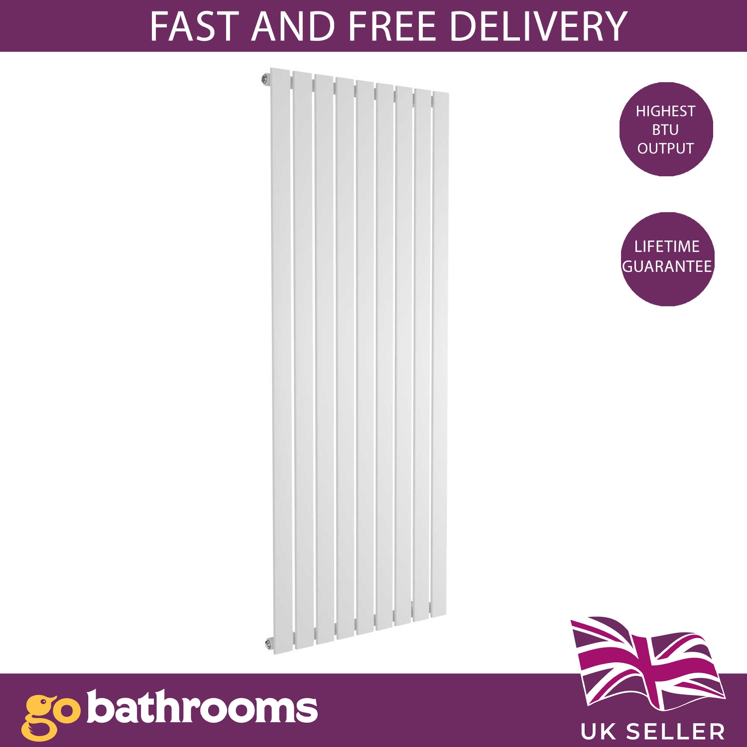 Anthracite Designer Radiator Vertical Flat Panel Column Rads Central ...