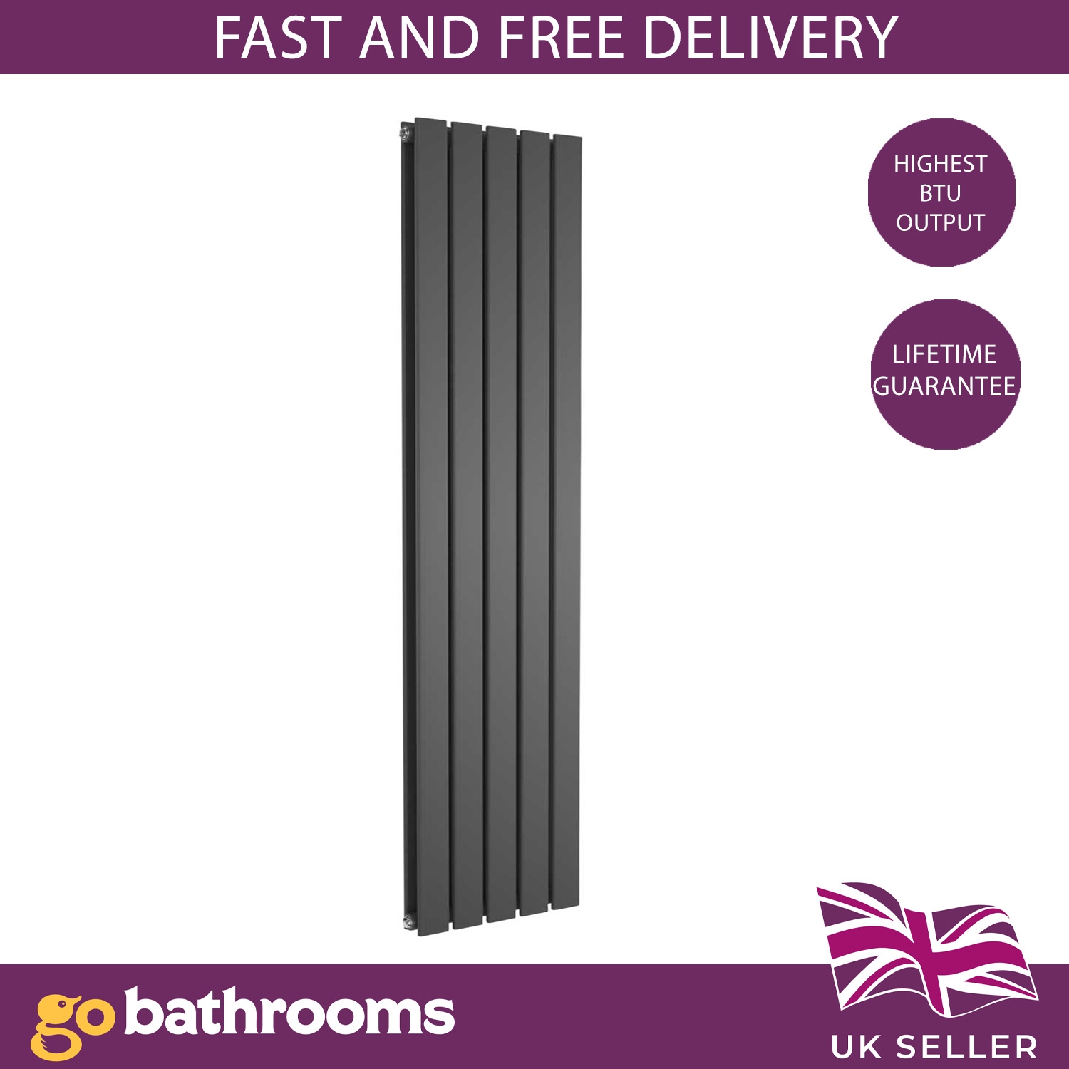 Anthracite Designer Pinta Radiator Vertical Horizontal Flat Panel ...