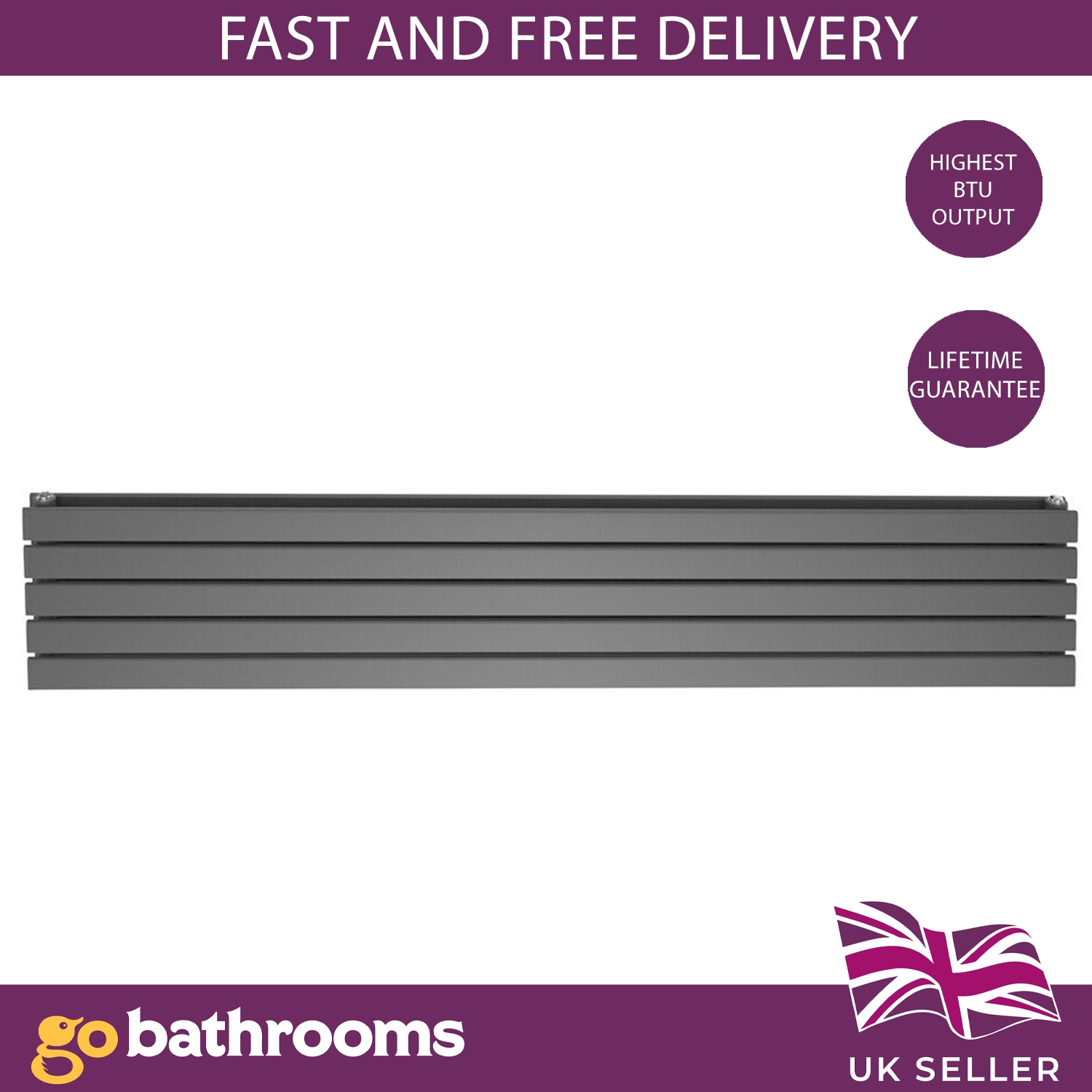 Anthracite White Designer Pinta Radiator Vertical Horizontal Flat Panel ...