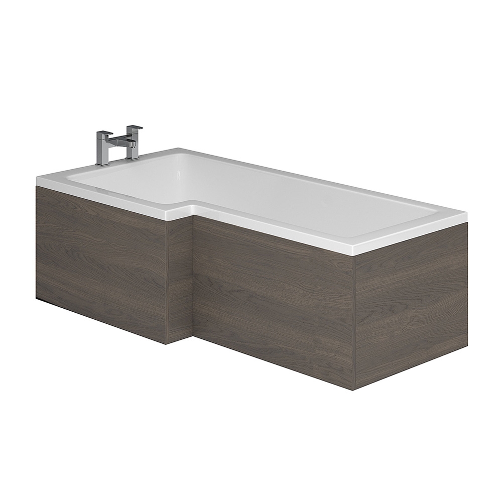 L Shape White Brown Grey Wood Effect Easy Fit Bath Front End Panel 1690 ...