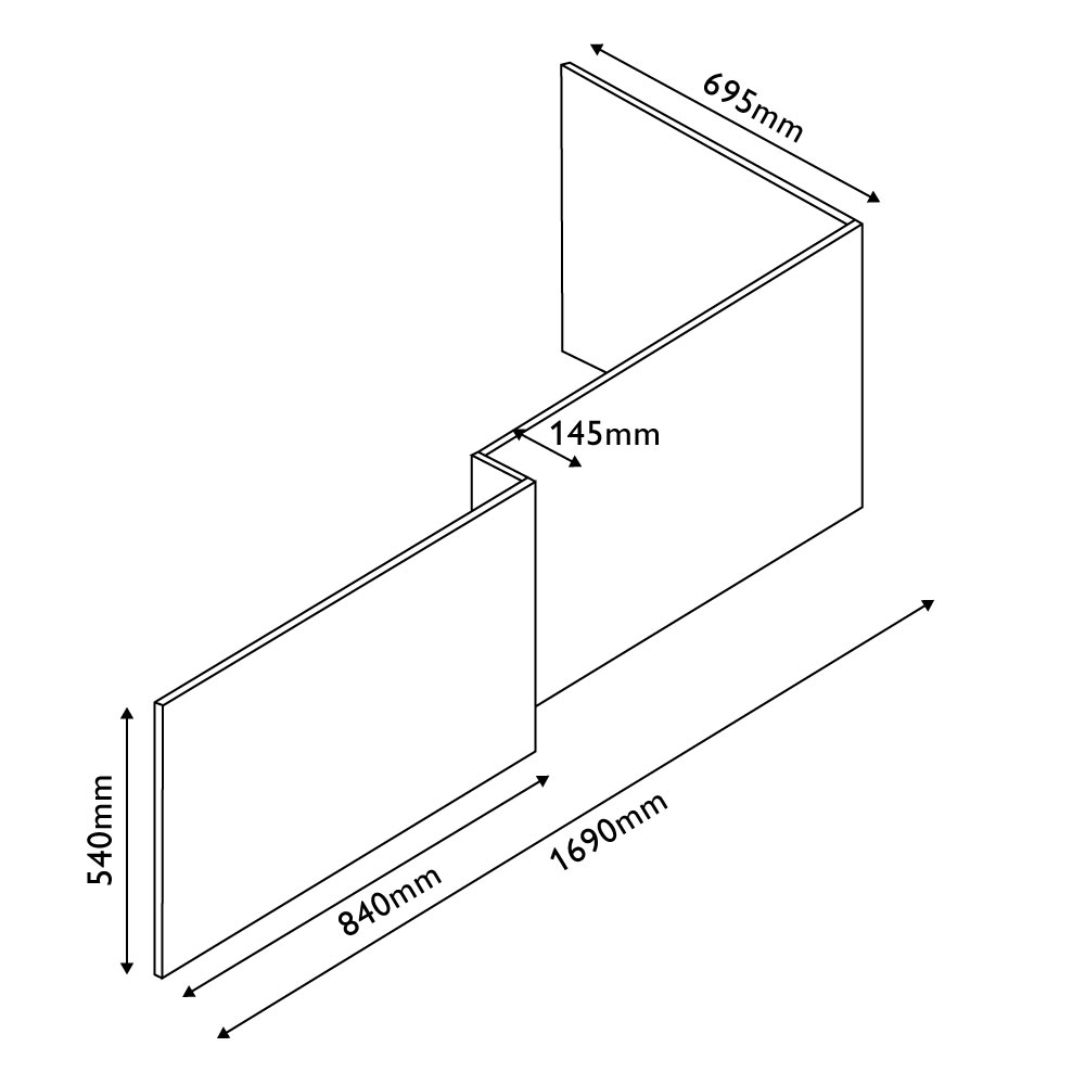 L Shape White Brown Grey Wood Effect Easy Fit Bath Front End Panel 1690 ...