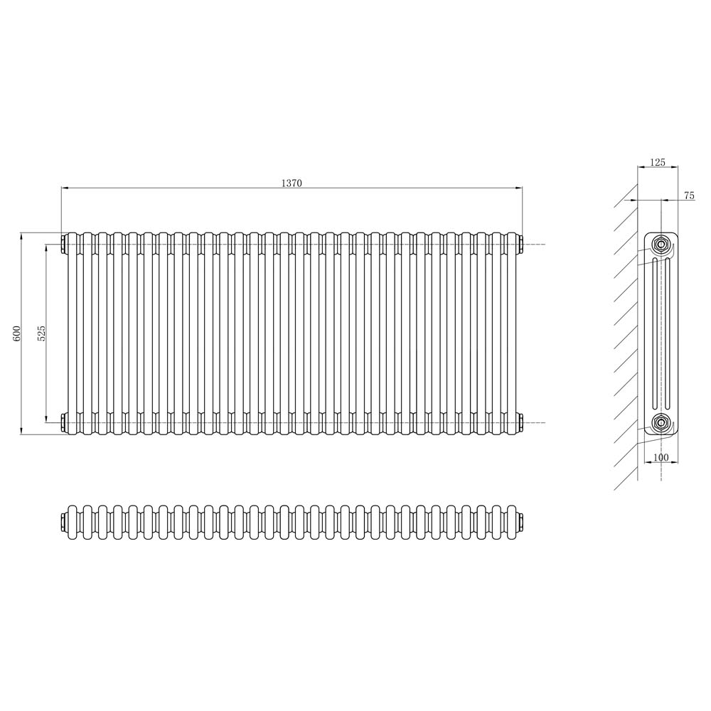 Traditional 3 Column Radiator Cast Iron Style Vertical Heating ...